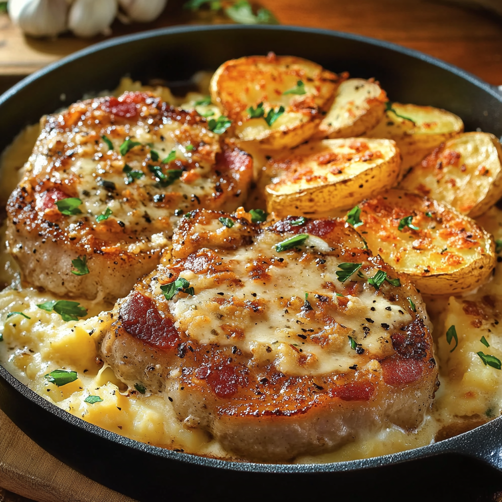 Côtelettes de Porc à l'Ail et au Parmesan avec Pommes de Terre ...